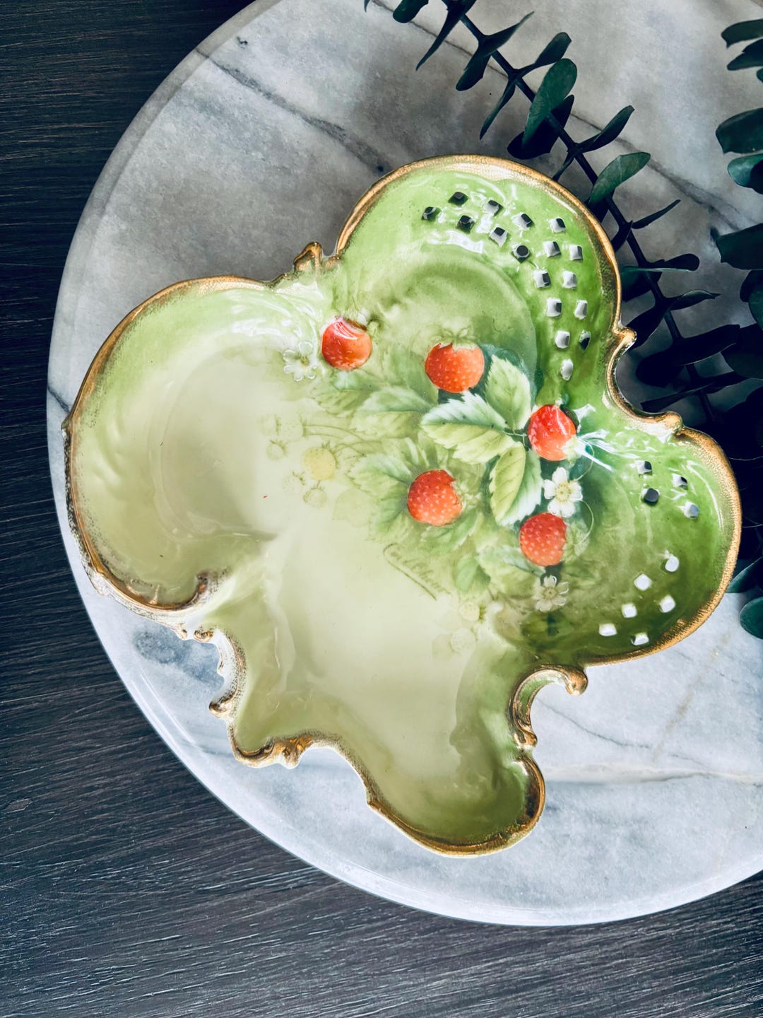 Antique Bavaria Art Nouveau Berry Plate, Vintage Organic Shaped ...