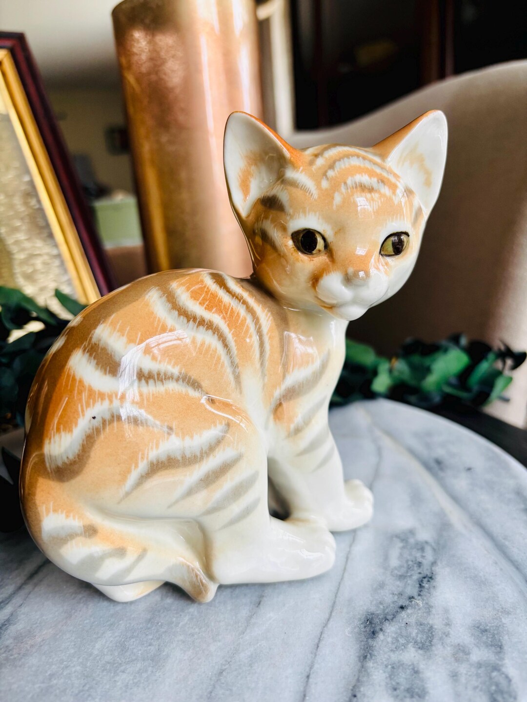 Vintage Porcelain MCM USSR Lomonosov Ginger Kitten Figurine, Retro ...
