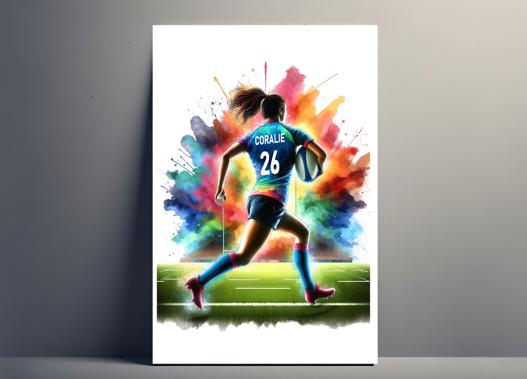 Personalized Rugby Poster Customizable Women's Rugby Poster, Canvas ...