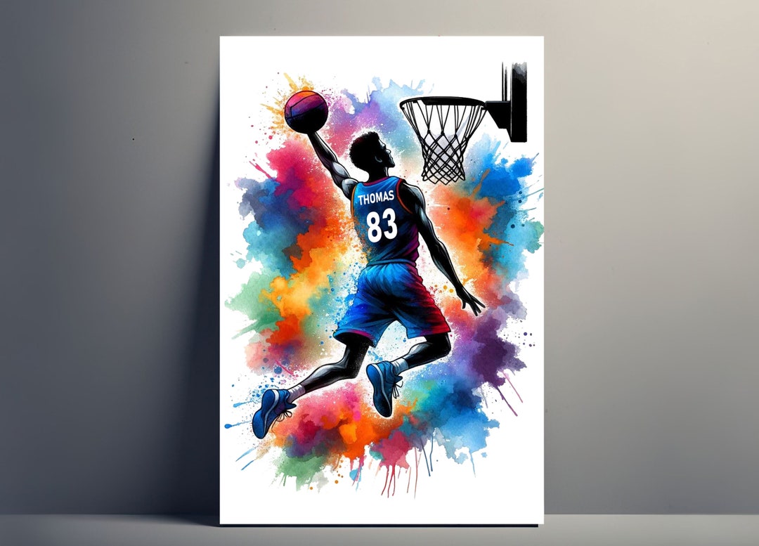 Personalized Dunk Basketball Player Poster | Customizable Men's ...