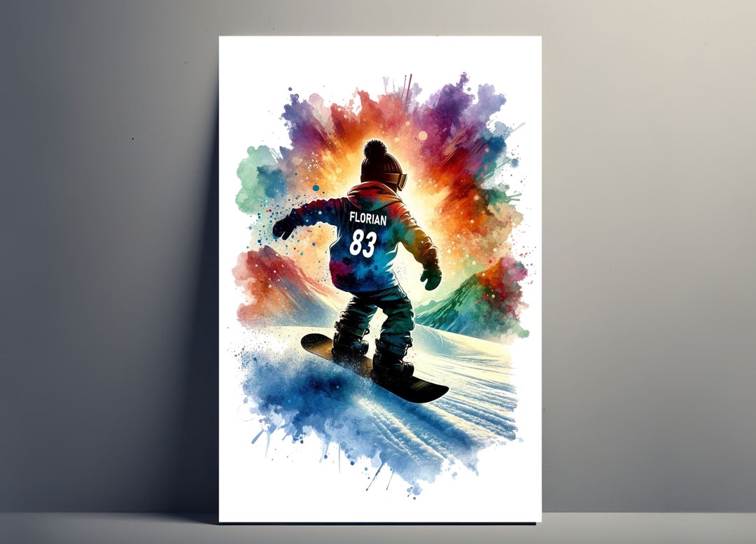 Personalized Snowboard Poster | Customizable Snowboarder Child Poster ...