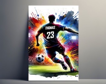 Personalized Football Player Poster | Customizable Child Boy Poster ...