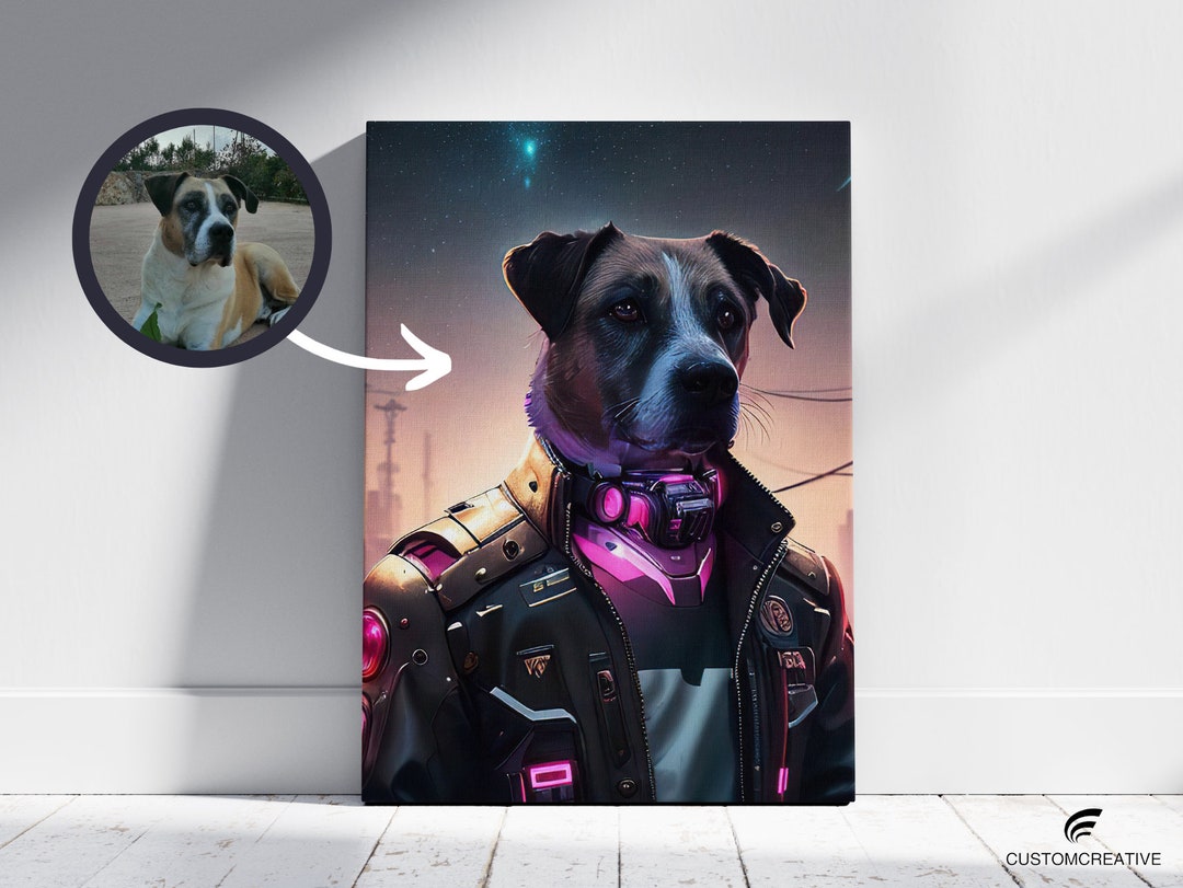 Cyberpunk Futuristic Custom Pet Portrait | Poster Taken From a Photo ...