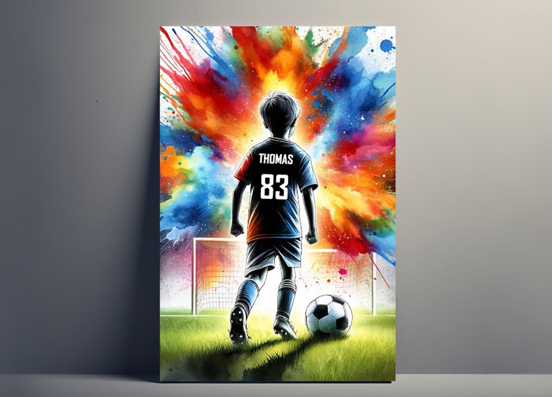 Personalized Football Player Poster | Customizable Child Boy Poster ...
