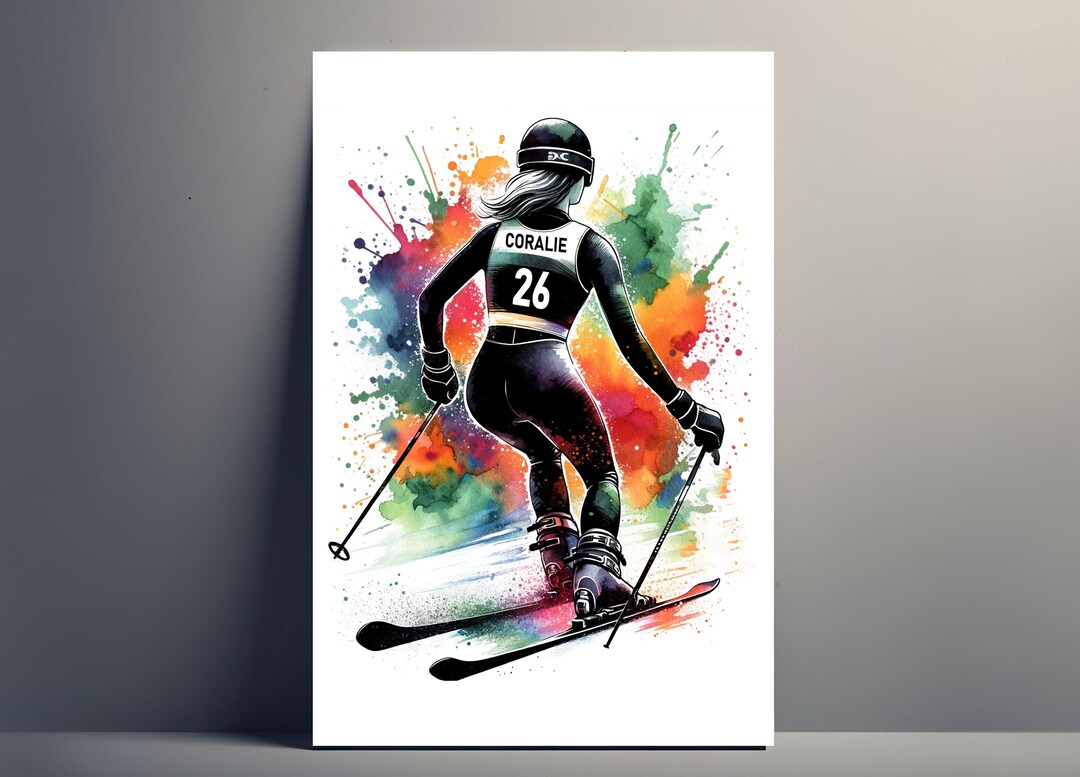 Personalized Ski Poster | Customizable Women's Ski Poster, Colorful ...