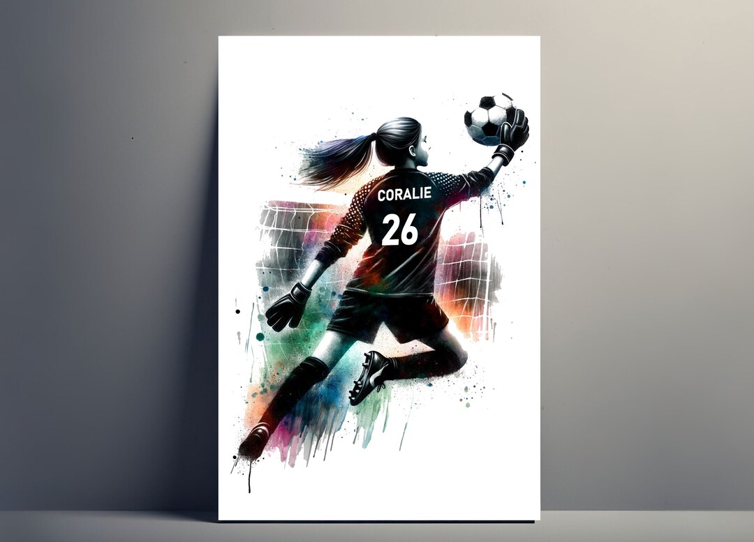 Personalized Football Poster Customizable Girl Goalkeeper Poster ...