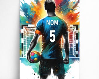 Affiche Personnalisée Joueur de Handball | Poster Fille Personnalisable ...