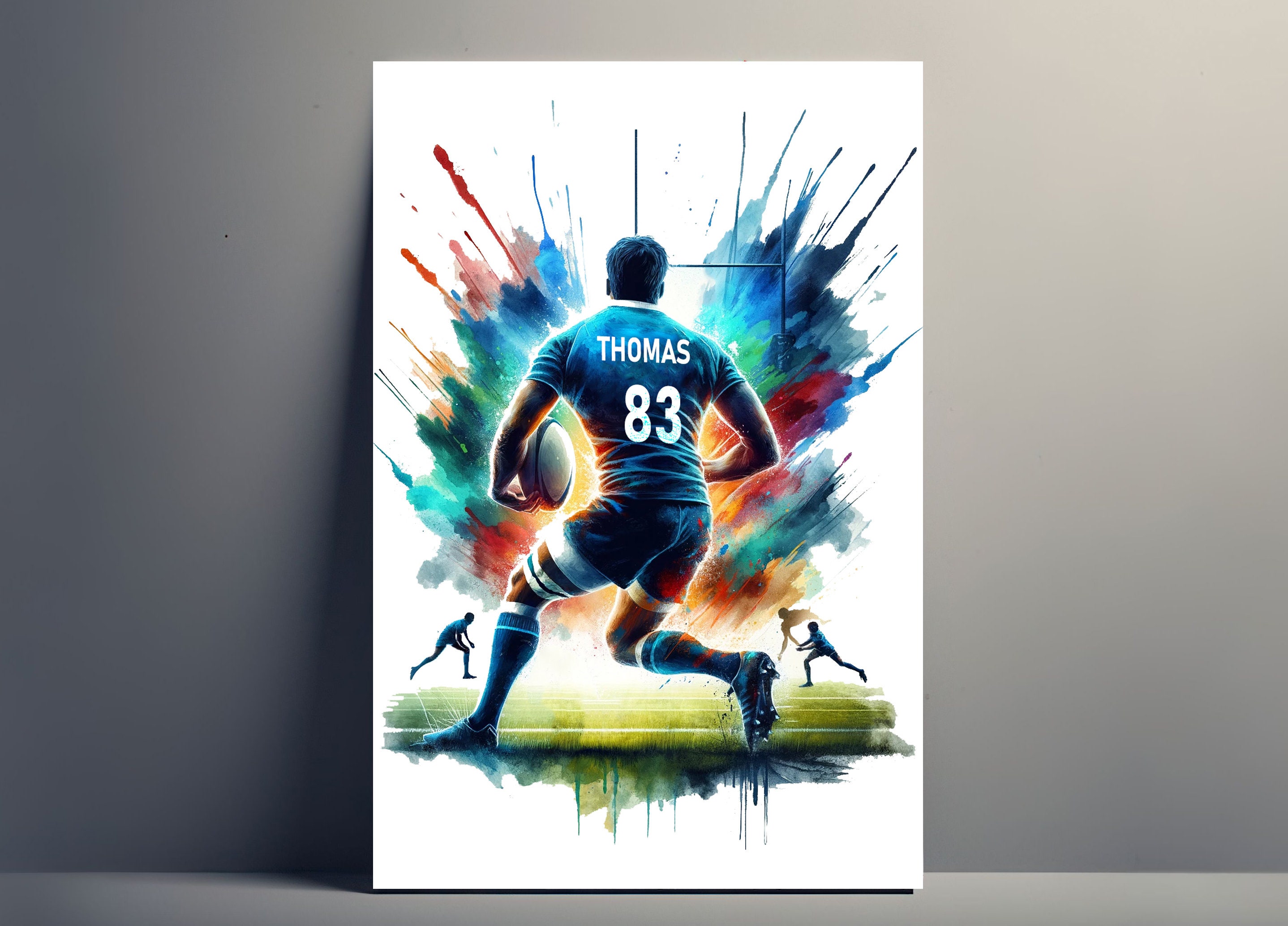 Affiche Personnalisée Joueur Rugby | Poster de Rugby Personnalisable ...