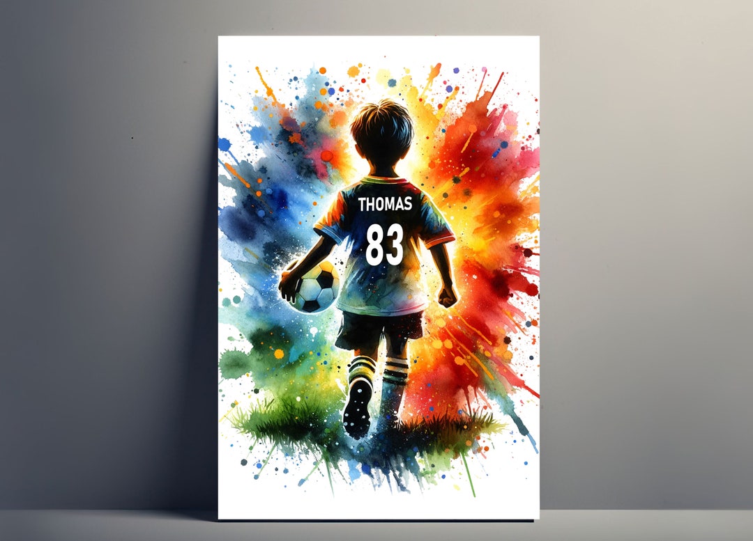 Personalized Football Player Poster | Customizable Child Boy Poster ...