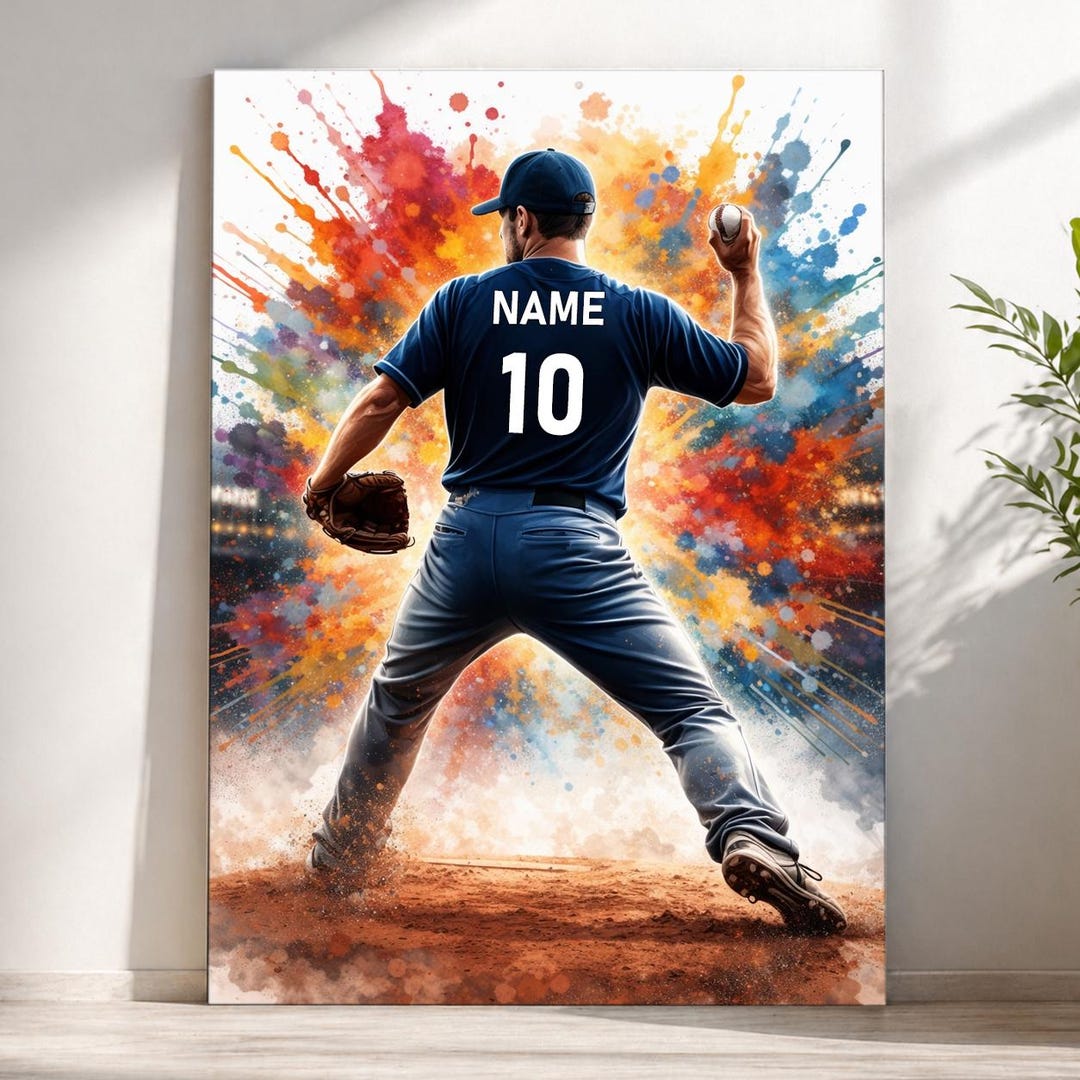 Custom Baseball Poster - Personalized Pitcher Wall Art With Name ...
