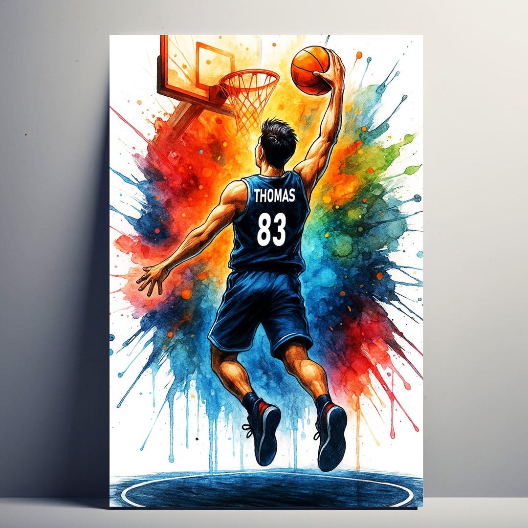 Personalized Basketball Poster – Dunk Basketball Gift for Men, First ...