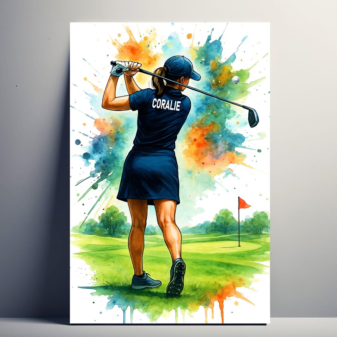 Personalized Golfer Poster – Original Customizable Golf Gift for Women ...