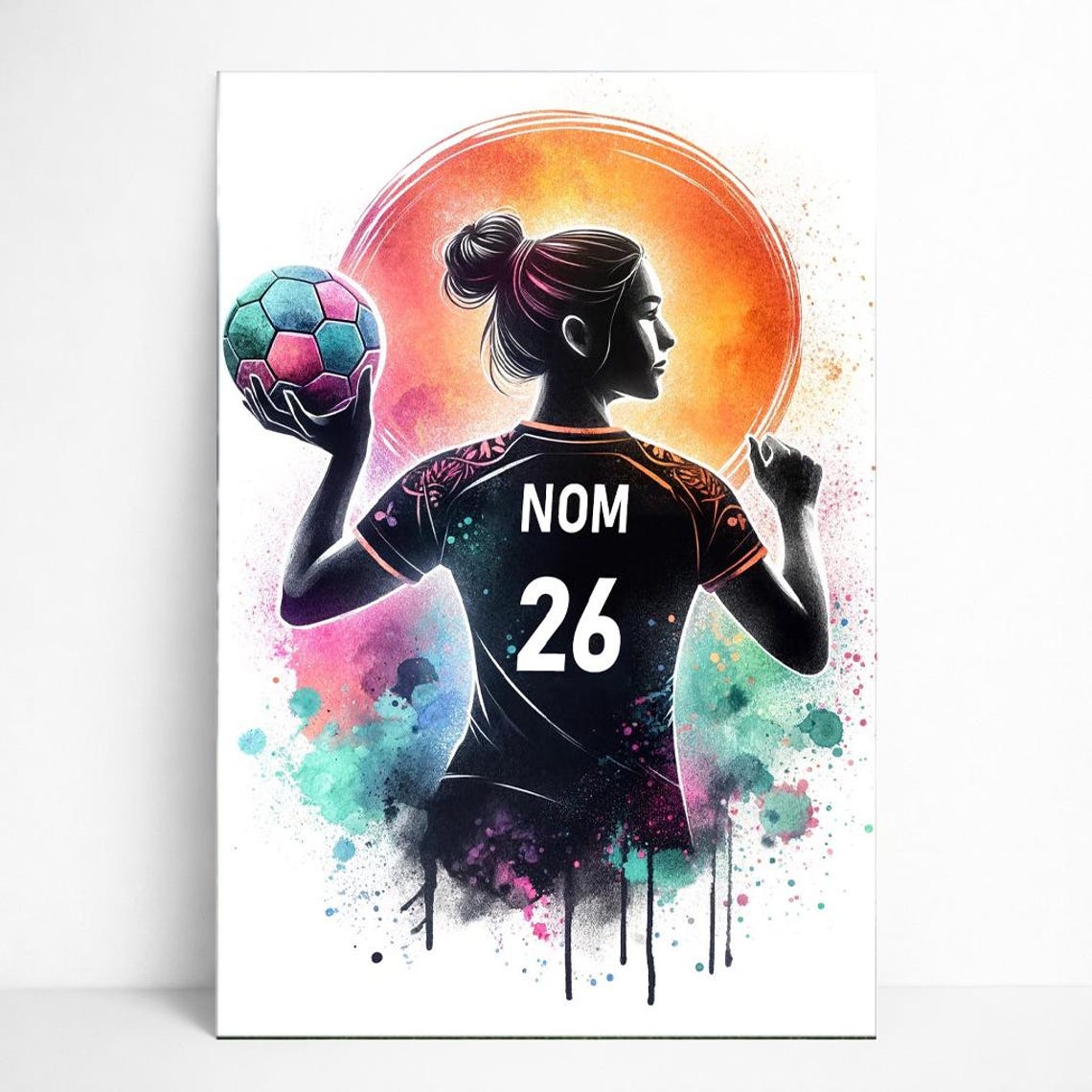 Affiche Personnalisée Joueur de Handball | Poster Fille Personnalisable ...