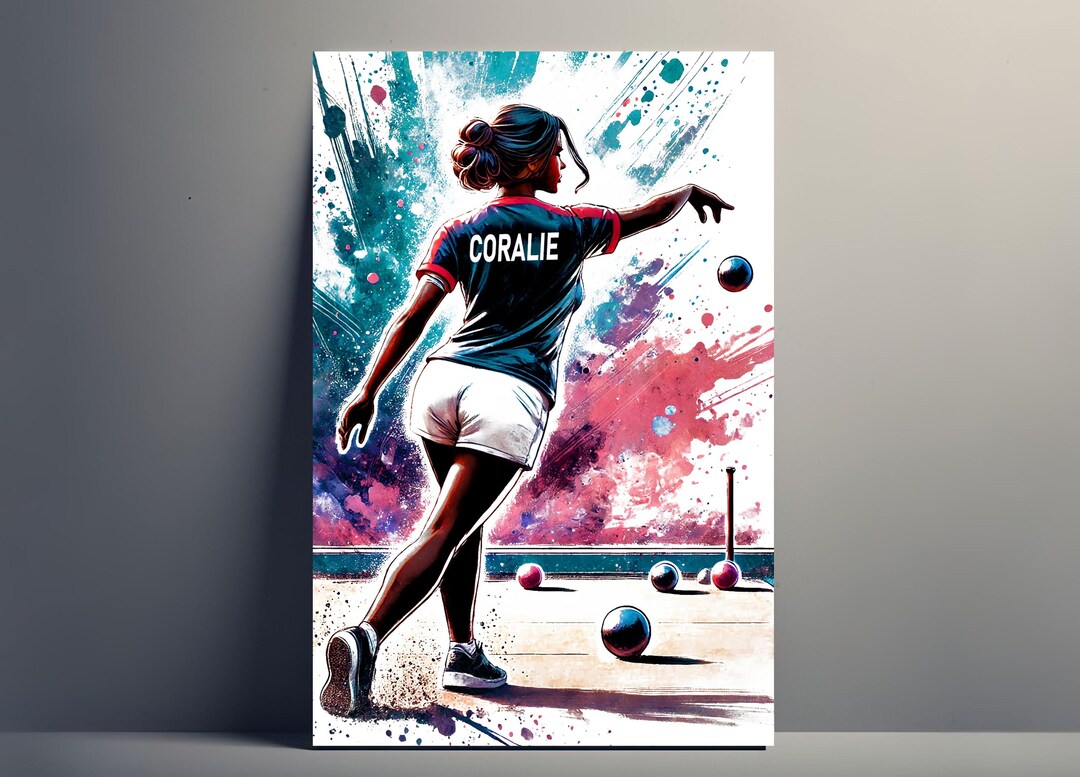 Personalized Pétanque Player Poster | Customizable Woman Poster ...