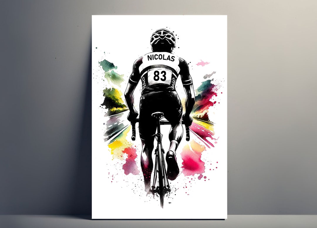 Personalized Cyclist Poster Poster Man Customizable Bicycle, Poster ...