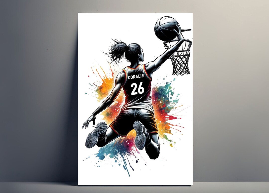 Personalized Dunk Basketball Player Poster Customizable Girl Basketball ...