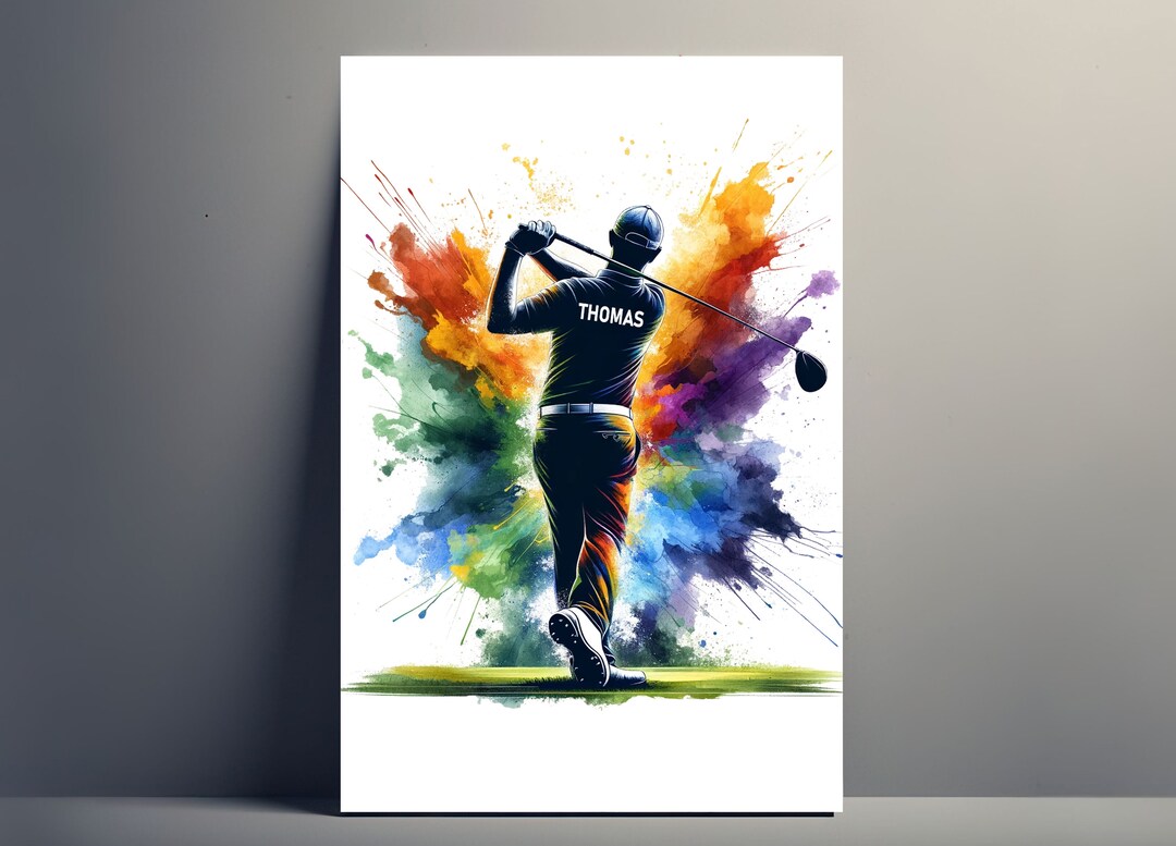 Personalized Golf Poster Customizable Men's Golfer Poster, Watercolor ...