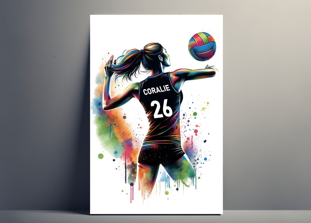 Personalized Volleyball Player Poster Customizable Volleyball Girl ...