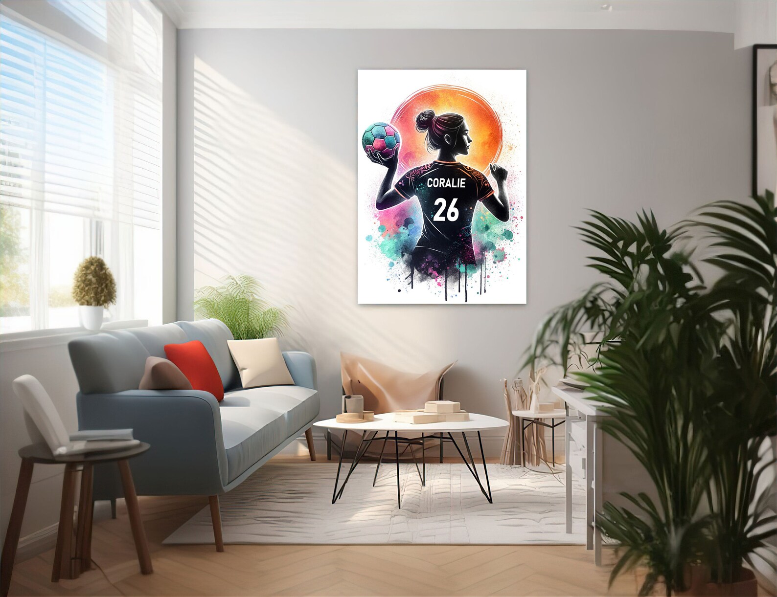 Affiche Personnalisée Joueur de Handball | Poster Fille Personnalisable ...