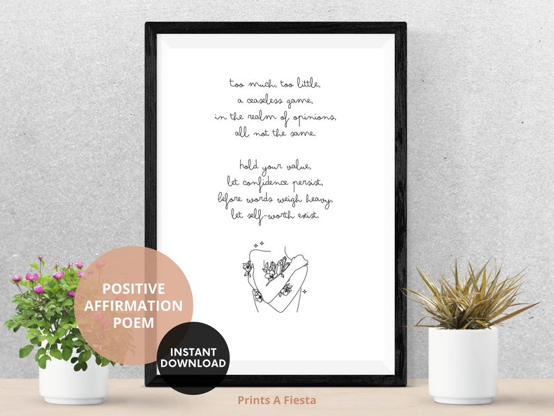 Poem Print Daily Positive Affirmation Inspirational Quote Motivational ...