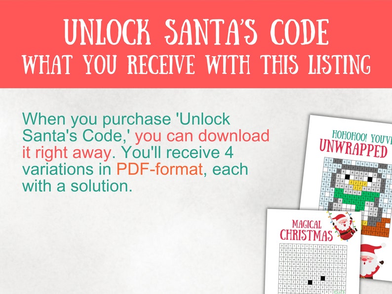 Unlock Santa's Code Printable Christmas Games Christmas - Etsy België
