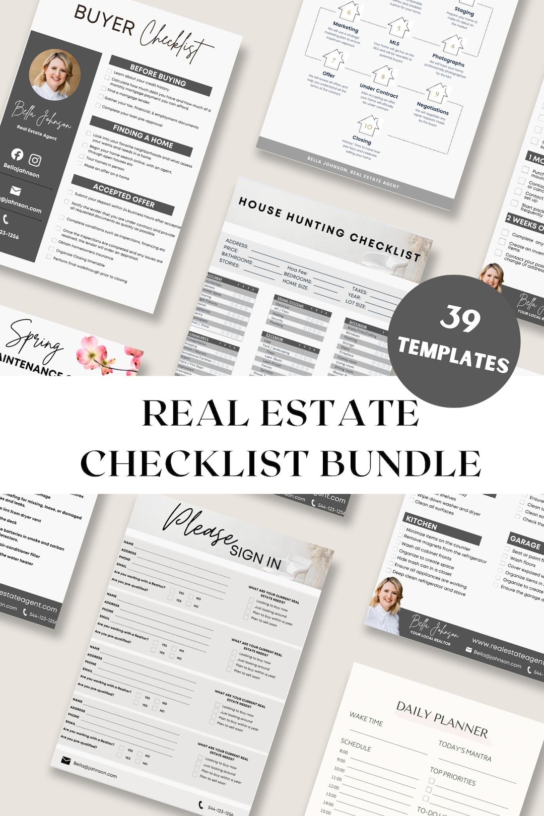 Real Estate Agent Checklist Bundle Canva Template Download - Etsy