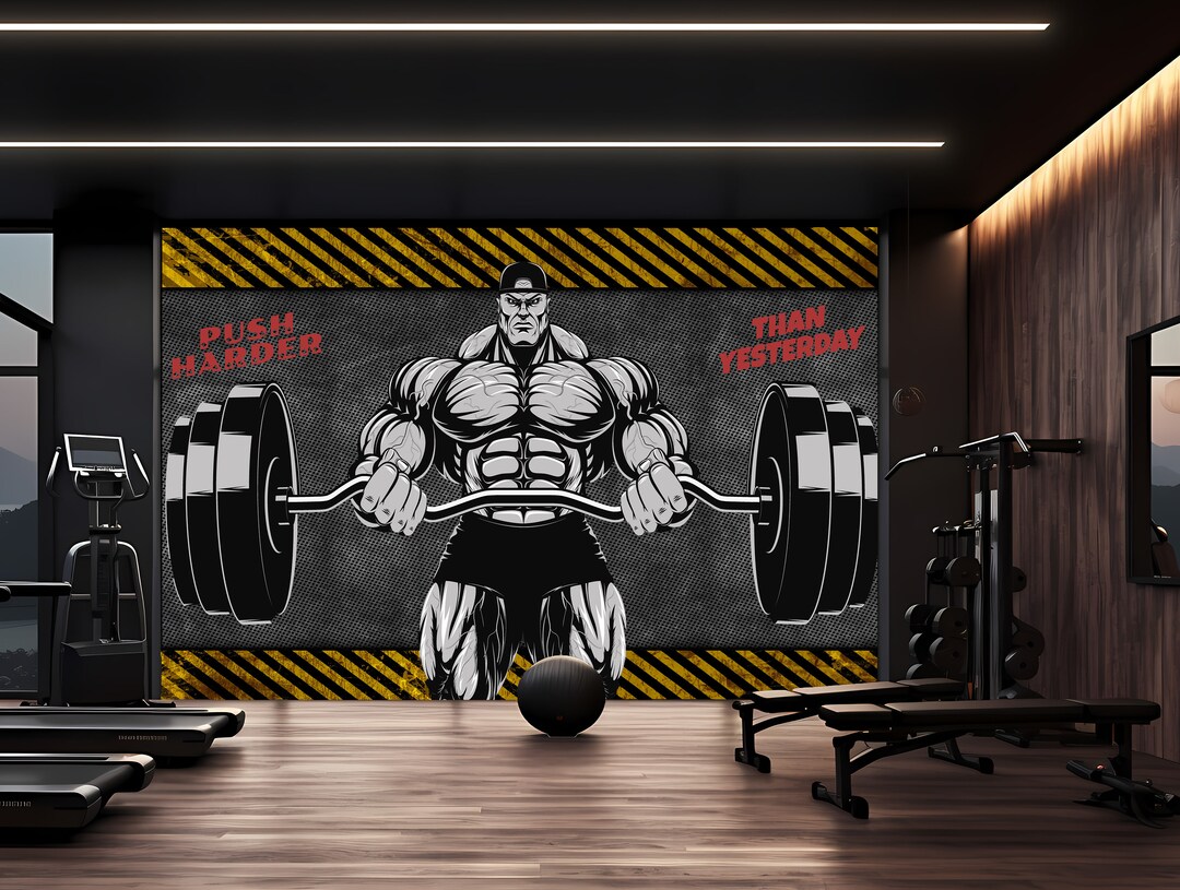 Gym Center Wallpaper Peel and Stick,fitness and Body Building Mural ...