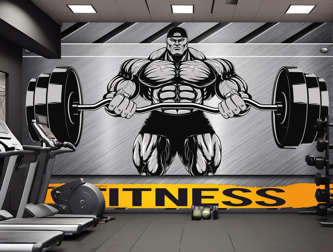 Gym Center Wallpaper Peel and Stick,fitness and Body Building Mural ...