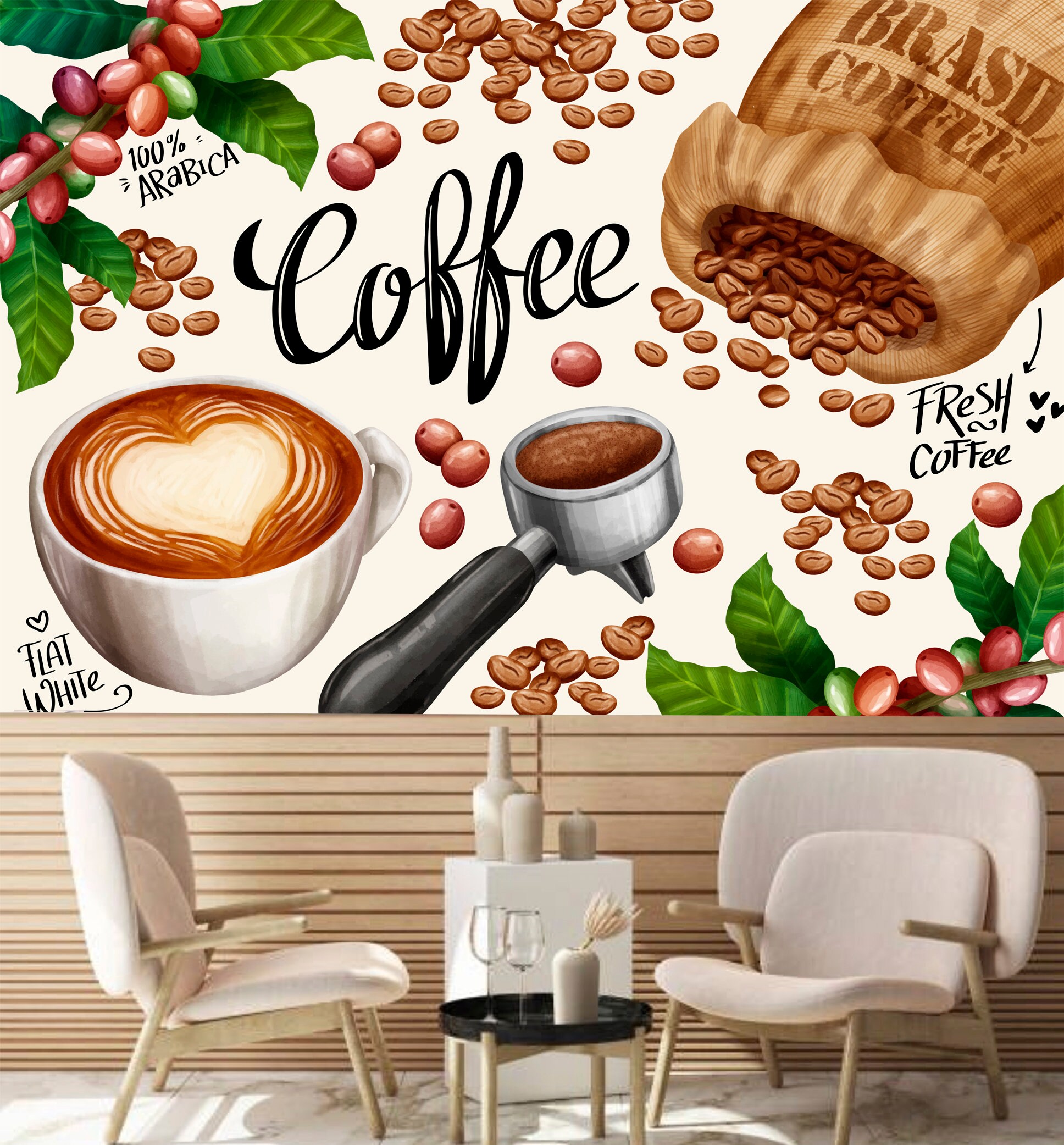 Elegant Customizable Coffee Shop Peel and Stick Wallpaper,bistro Cafe ...