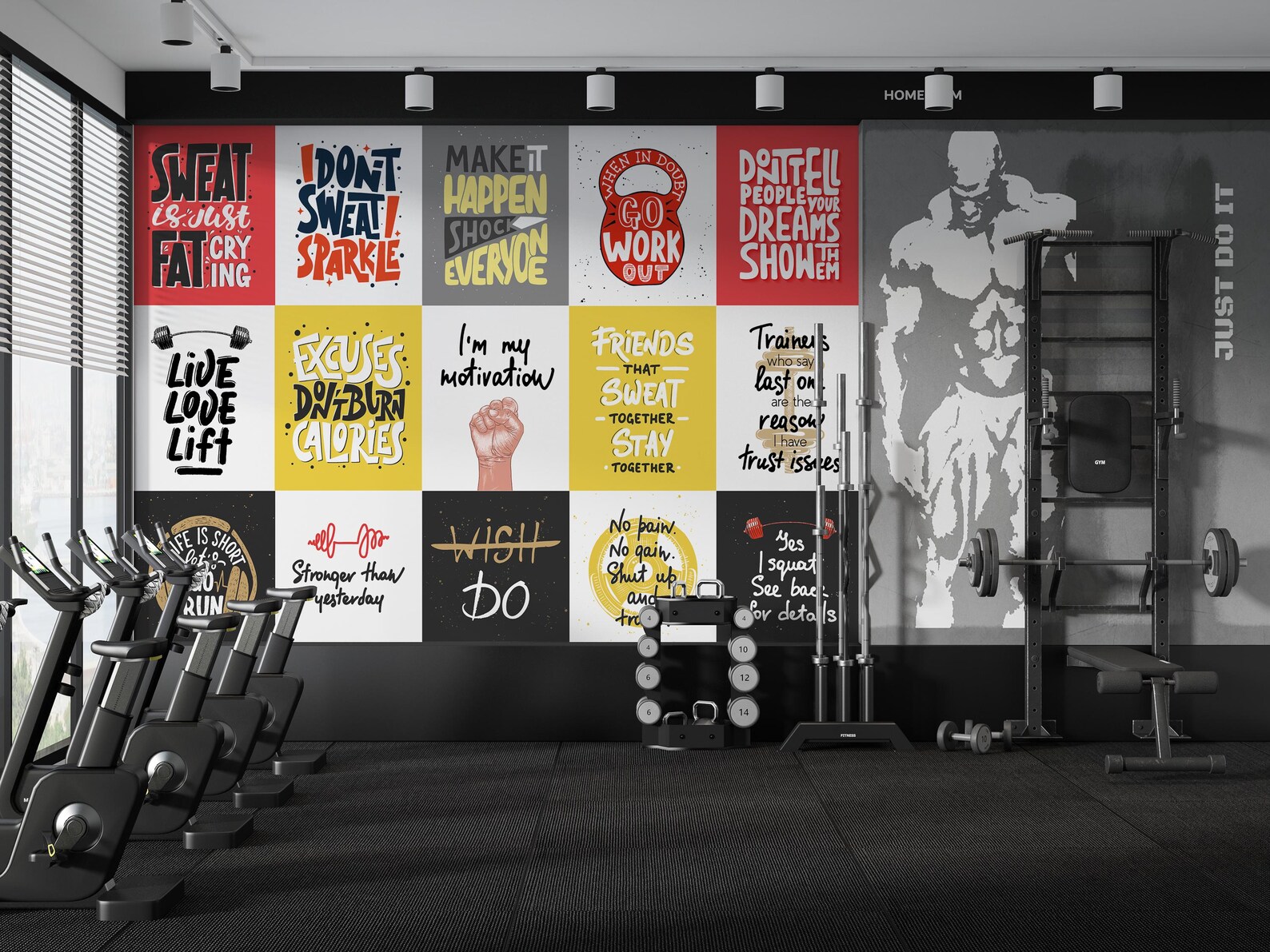 Gym Center Wallpaper Peel and Stick,fitness Motto Mural,body Building ...