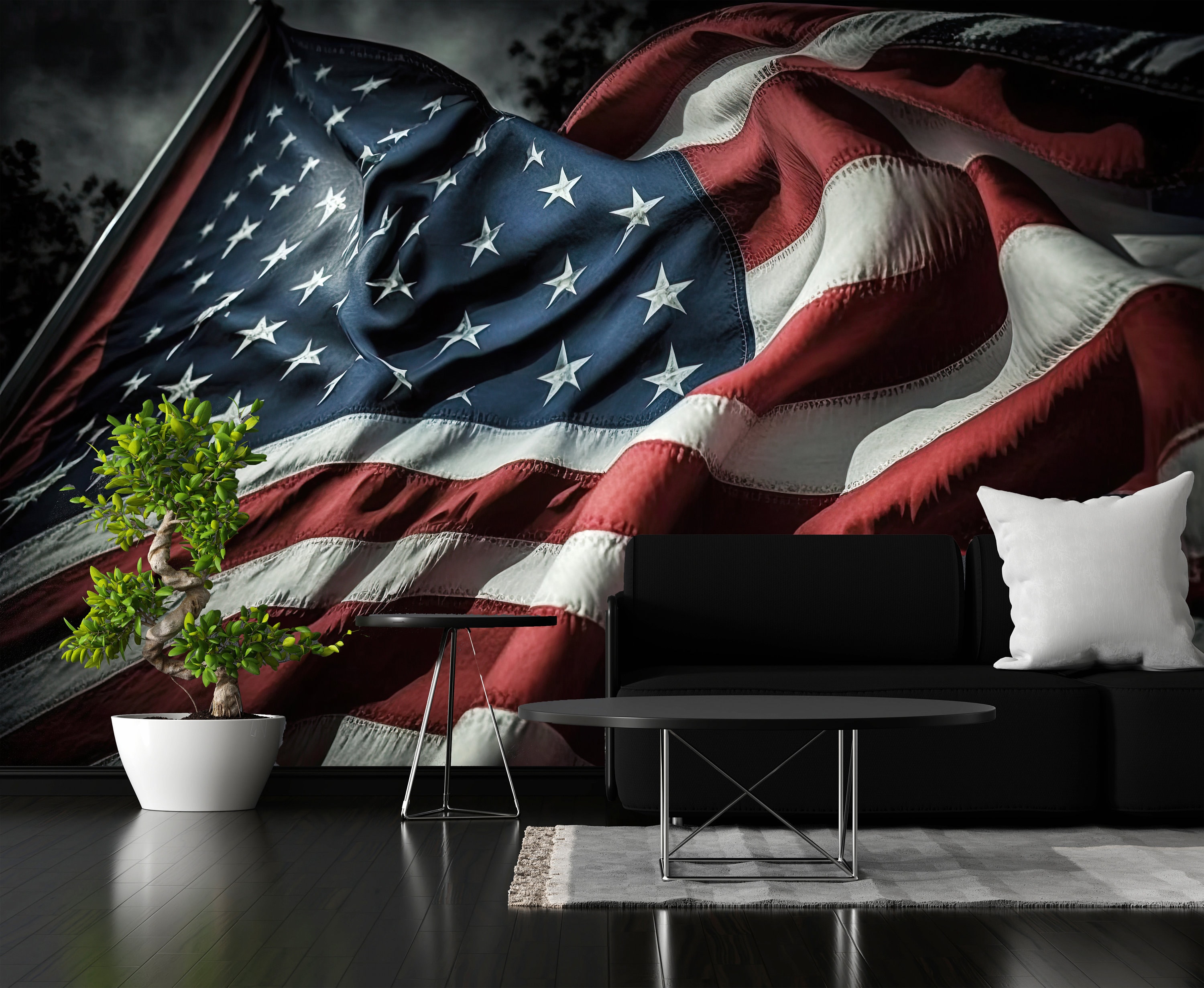 Dark American Flag Wallpaper Peel and Stick,usa Mural Wall,antique ...