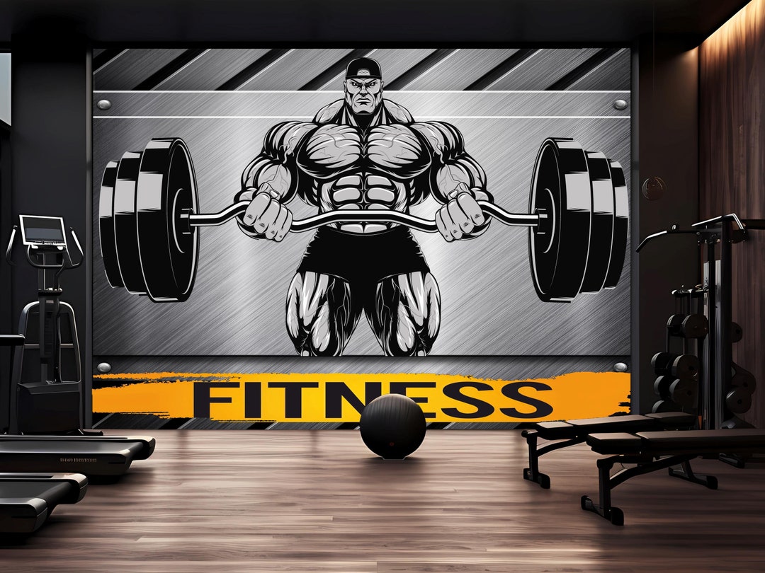 Gym Center Wallpaper Peel and Stick,fitness and Body Building Mural ...