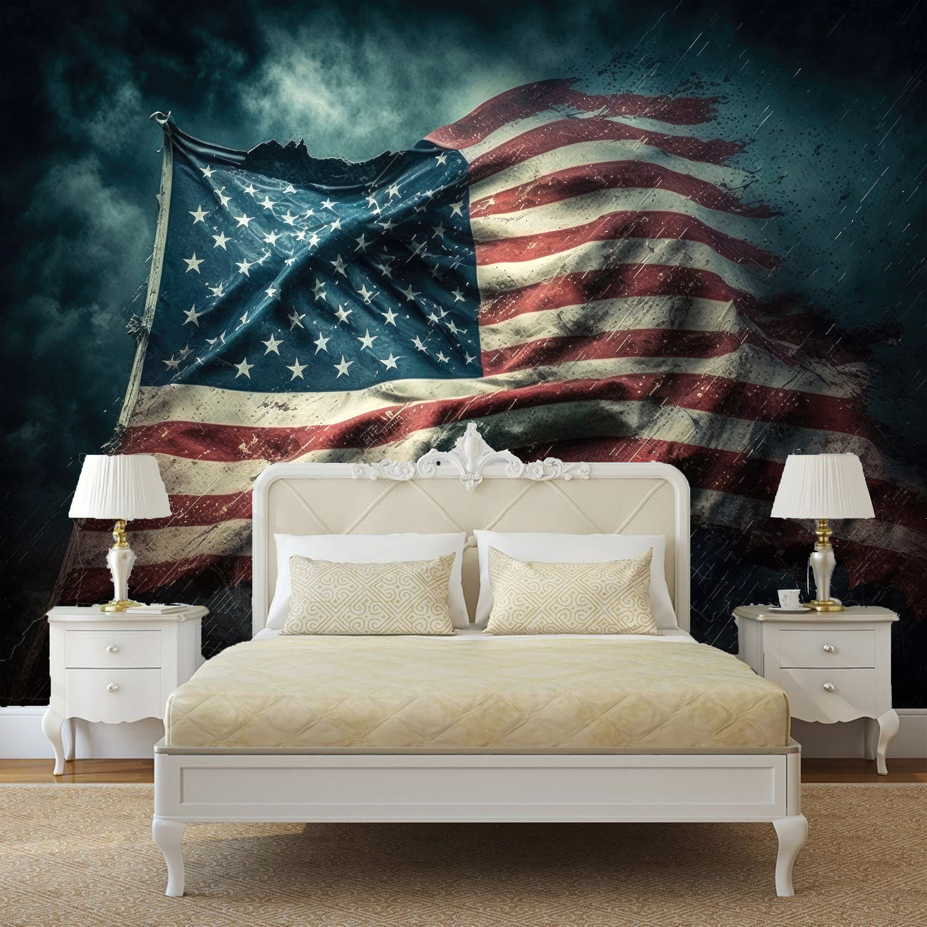 Navy American Flag Wallpaper Peel and Stick,usa Mural Wall,antique ...