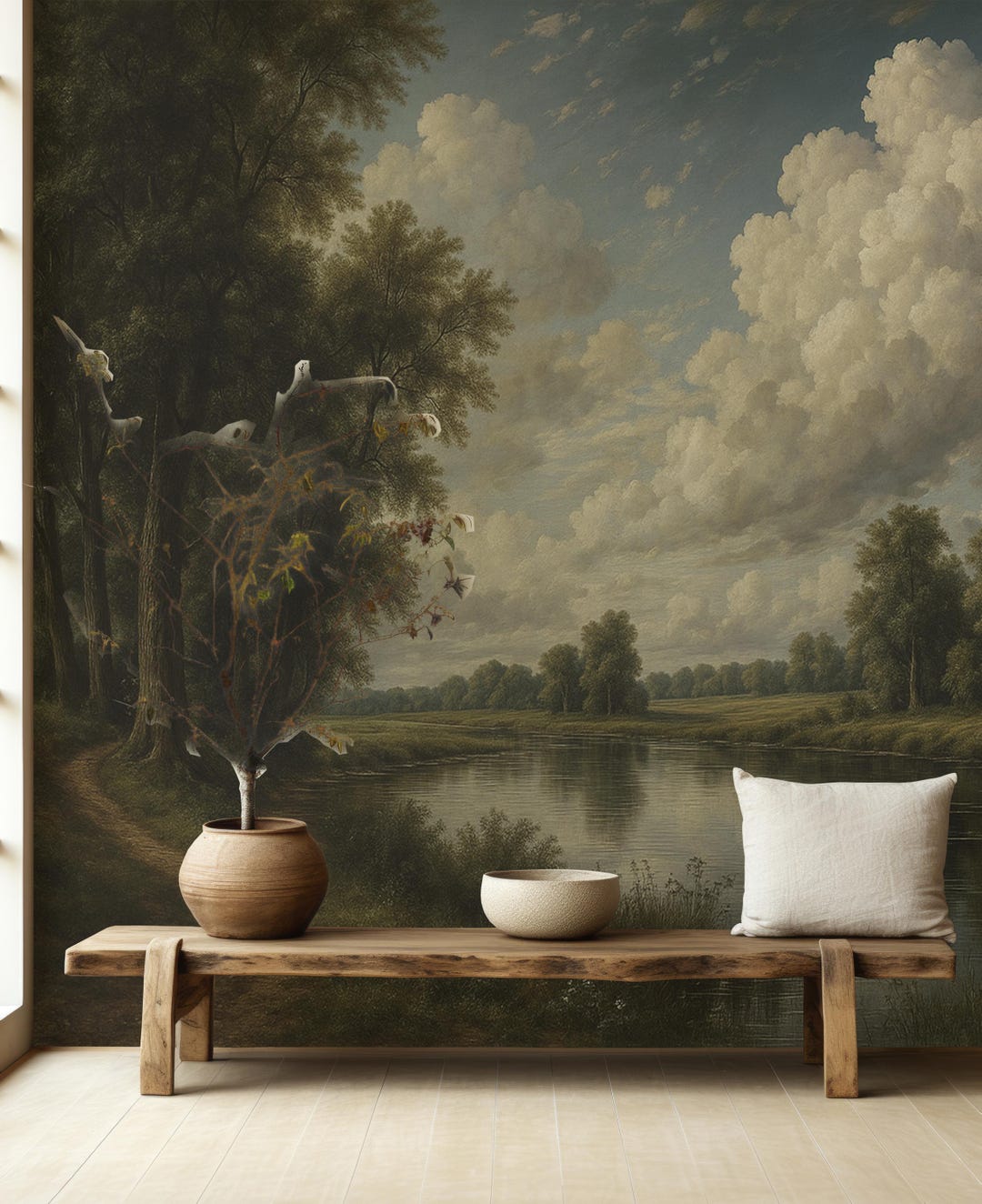 Vintage Tree Landscape Wallpaper Peel and Stick,rustic Nature Mural ...