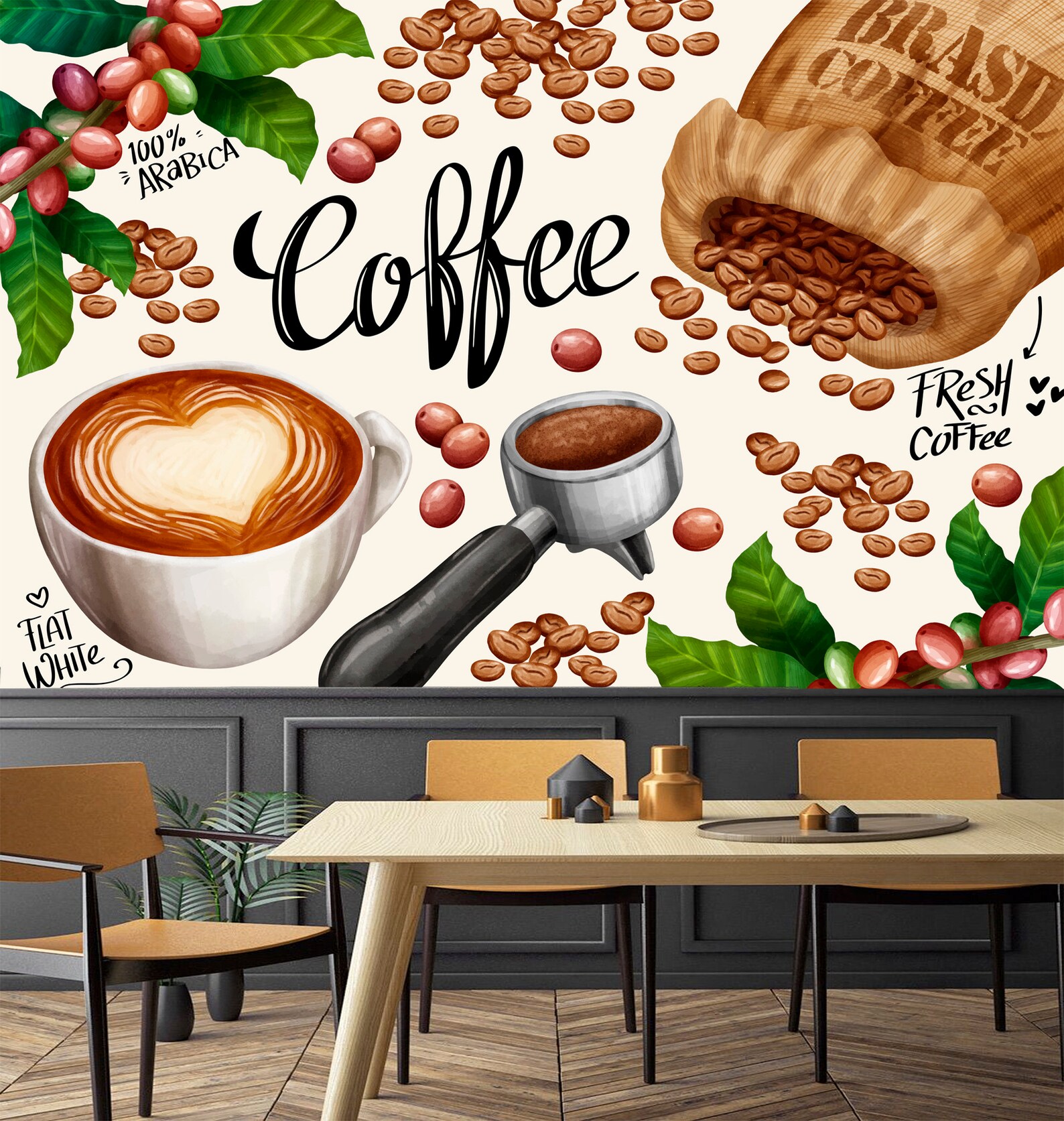 Elegant Customizable Coffee Shop Peel and Stick Wallpaper,bistro Cafe ...
