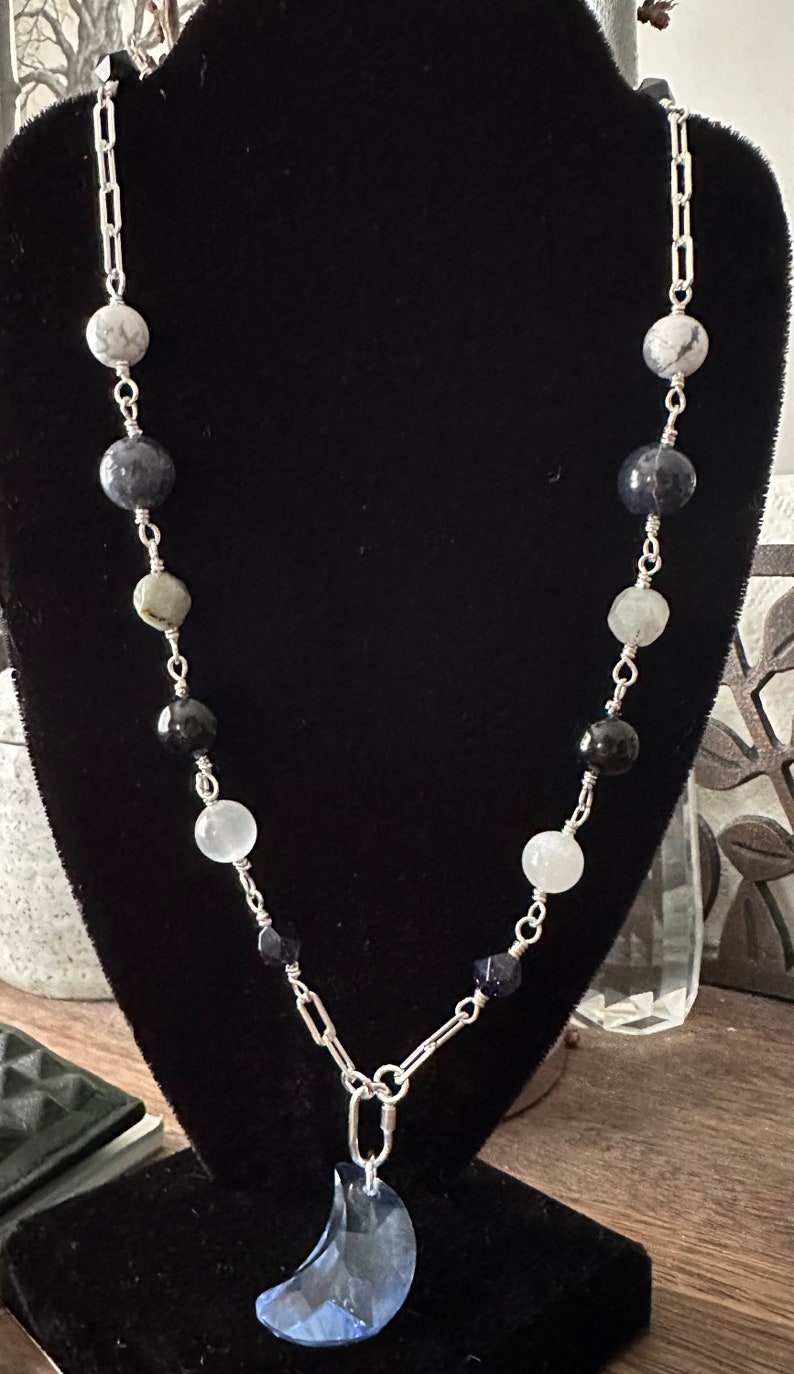 Blue Moon Starry Night Silver Necklace - Etsy