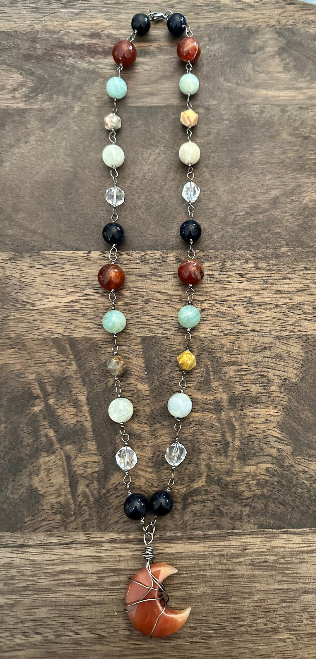 Carnelian Sunset Beach Moon Necklace - Etsy