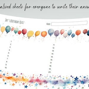 Personalised Birthday Quiz, a Round of 20 Personalised Quiz Questions ...