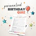 Personalised Birthday Quiz, a Round of 20 Personalised Quiz Questions ...