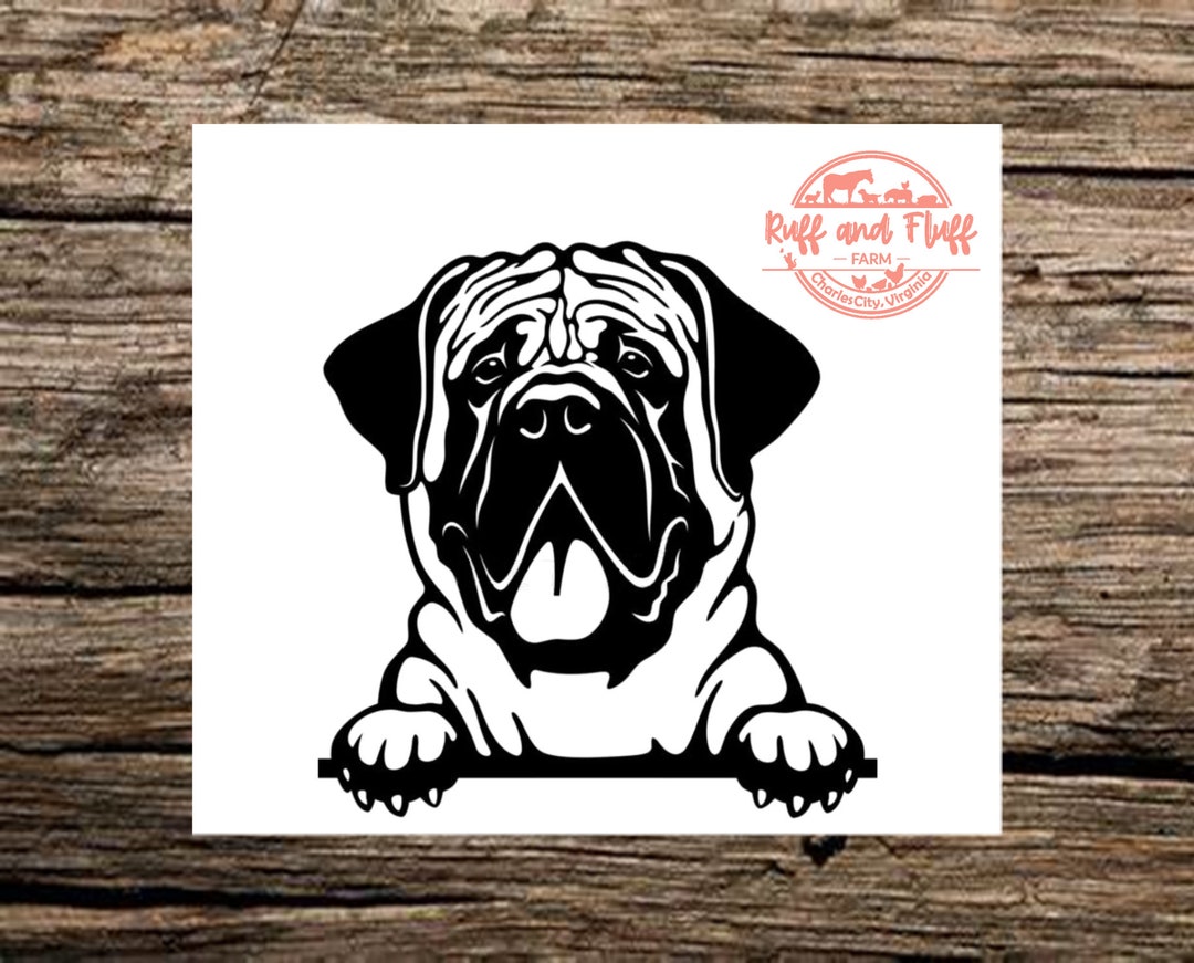 English Mastiff Decal | Peeking Dog Decal | Pet Decal | Car Decal - Etsy