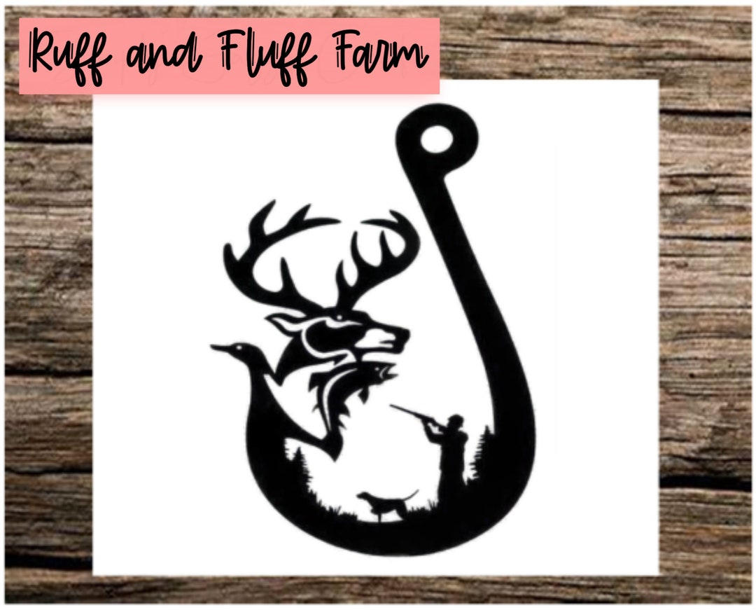 Fishing Decal Hunting Decal Deer Decal Fish Hook Decal Car Decal ...