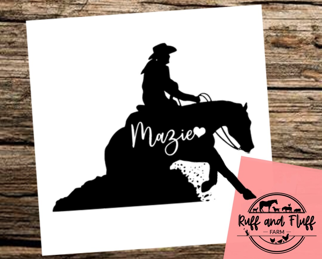 Reining Horse Decal Woman Reiner Decal Custom Horse Name Decal Horse ...