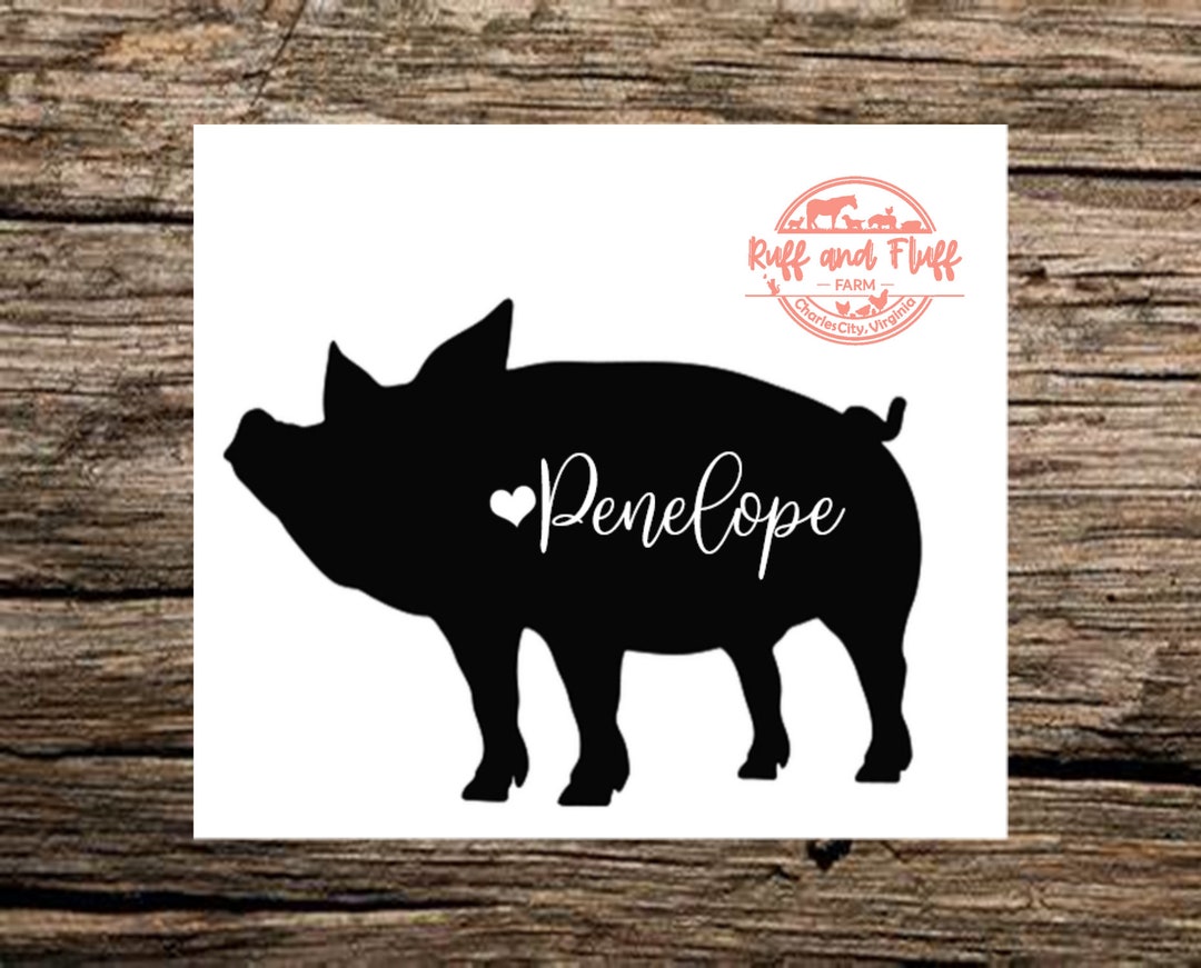 Pig Decal | Custom Pig Name Decal - Etsy