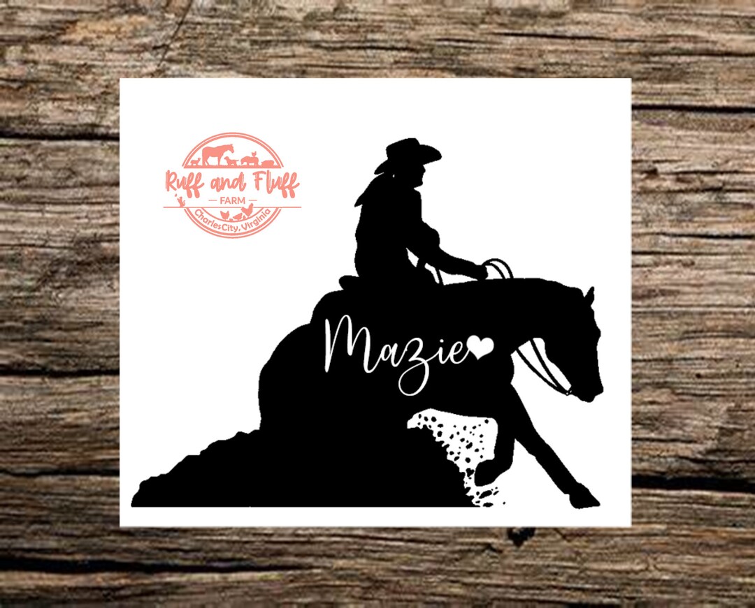 Reining Horse Decal | Woman Reiner Decal | Custom Horse Name Decal ...