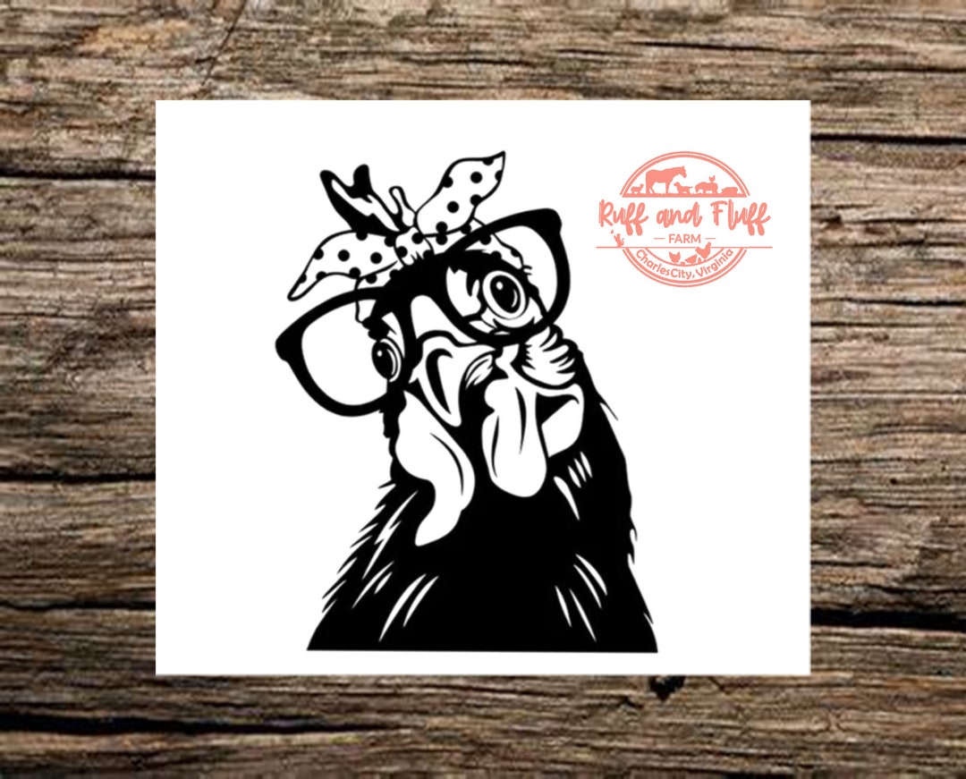 Peeking Chicken Decal | Bandana Hen | Chicken With Glasses | Chicken ...