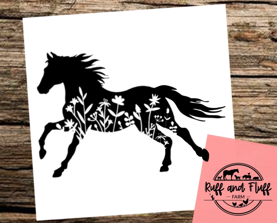 Floral Horse Decal Running Horse Decal Car Decal - Etsy