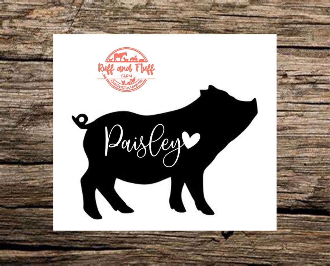 Pig Decal | Custom Pig Name Decal - Etsy