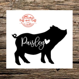 Pig Decal | Custom Pig Name Decal - Etsy