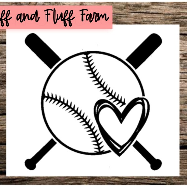 Baseball Softball Heart Decal - Etsy