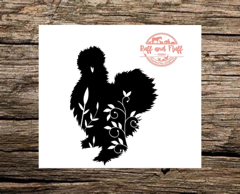 Silkie Chicken Decal | Floral Silkie | Hen Decal | Rooster Decal | Car ...
